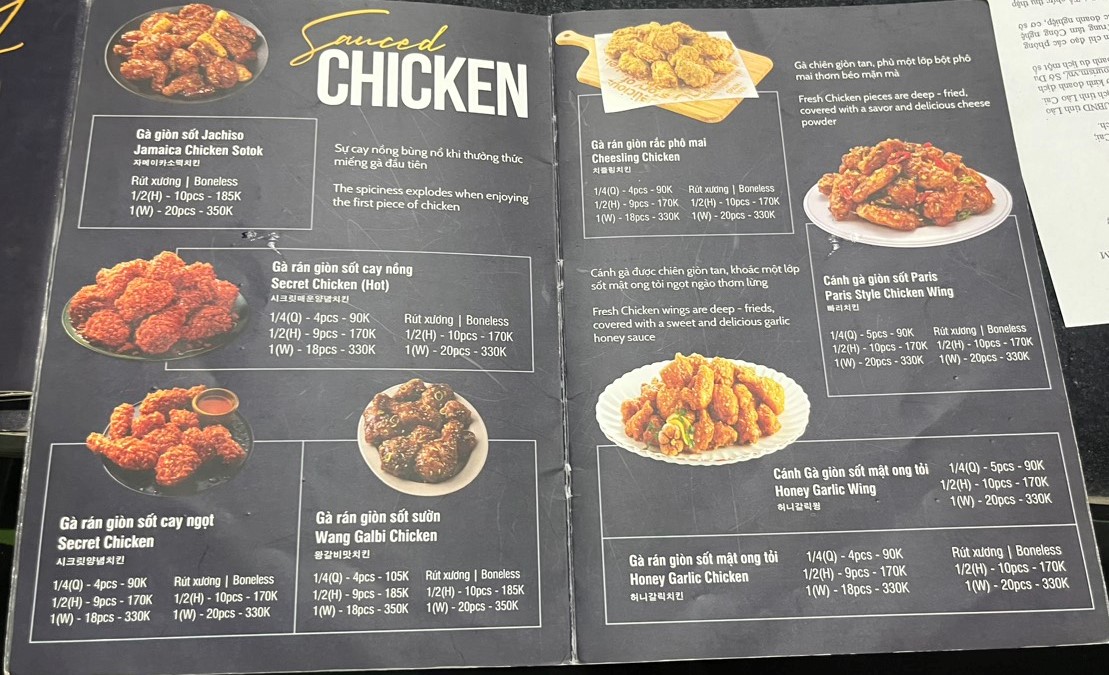 Bbq chicken menu store